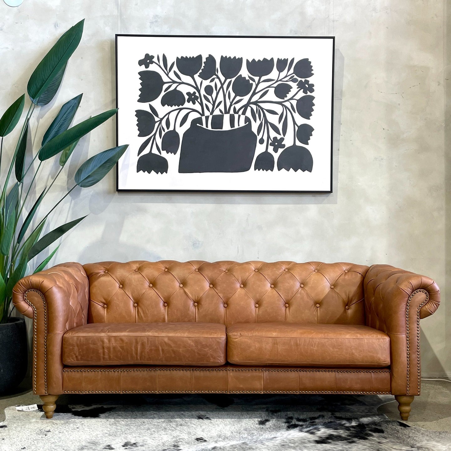 Stanley Chesterfield 3S - Tan Leather – Loft Furniture NZ