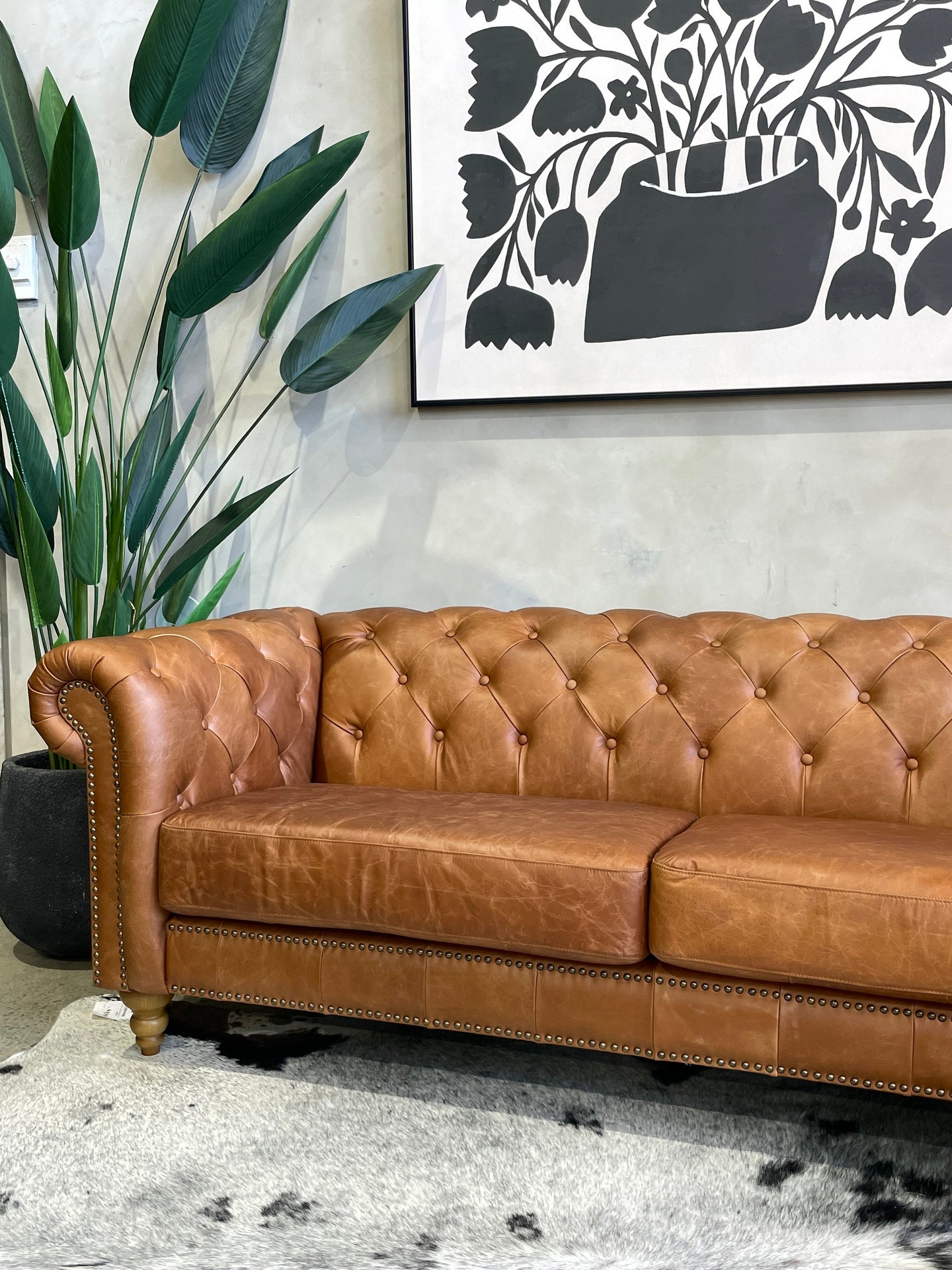 Stanley Chesterfield 3S - Tan Leather – Loft Furniture NZ