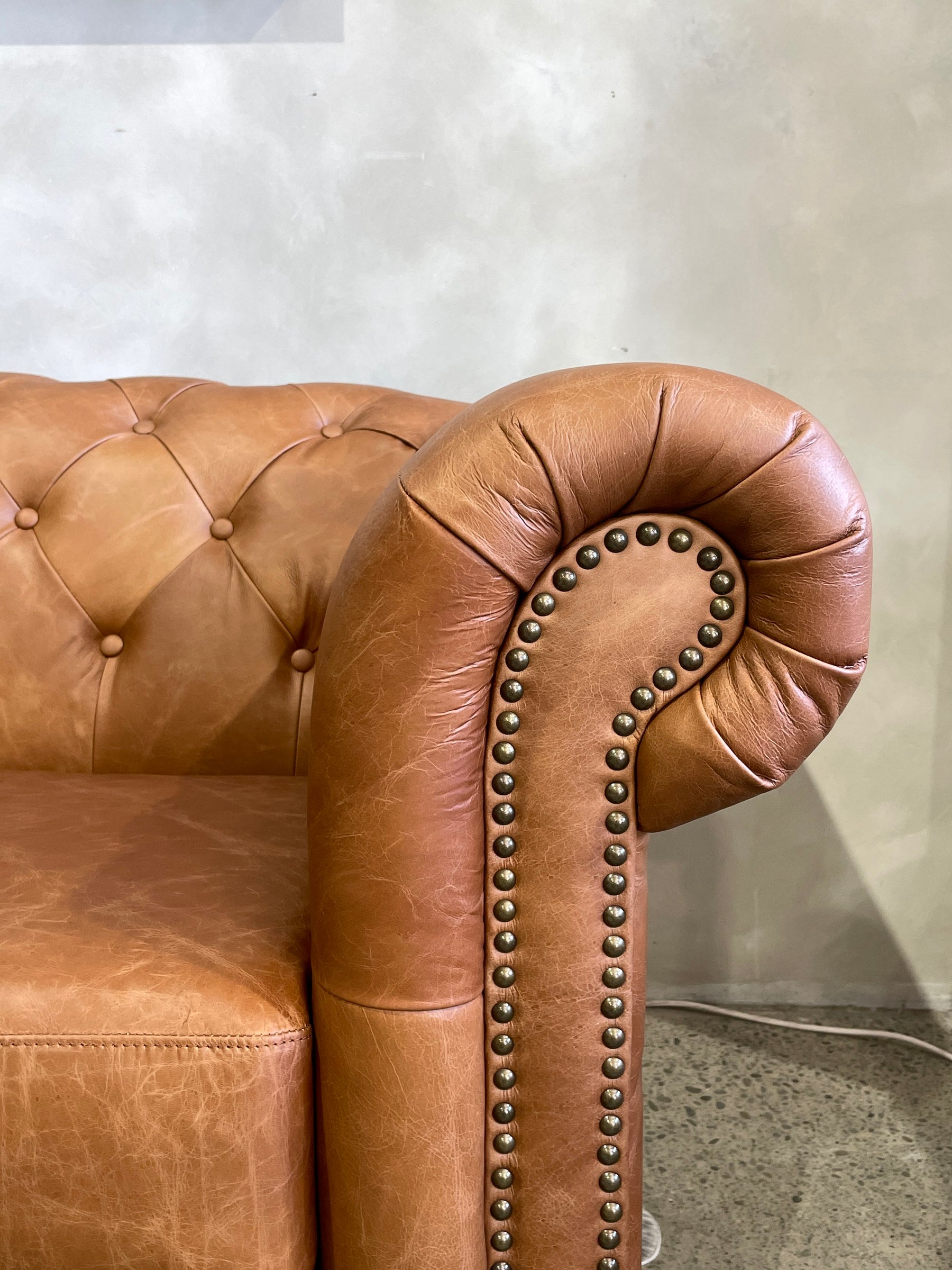 Stanley Chesterfield - Tan Leather – Loft Furniture NZ