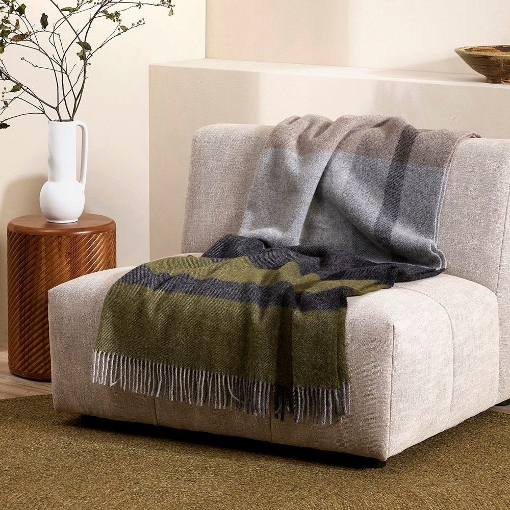 Brunswick NZ Wool Throw - Olive – Loft Furniture NZ